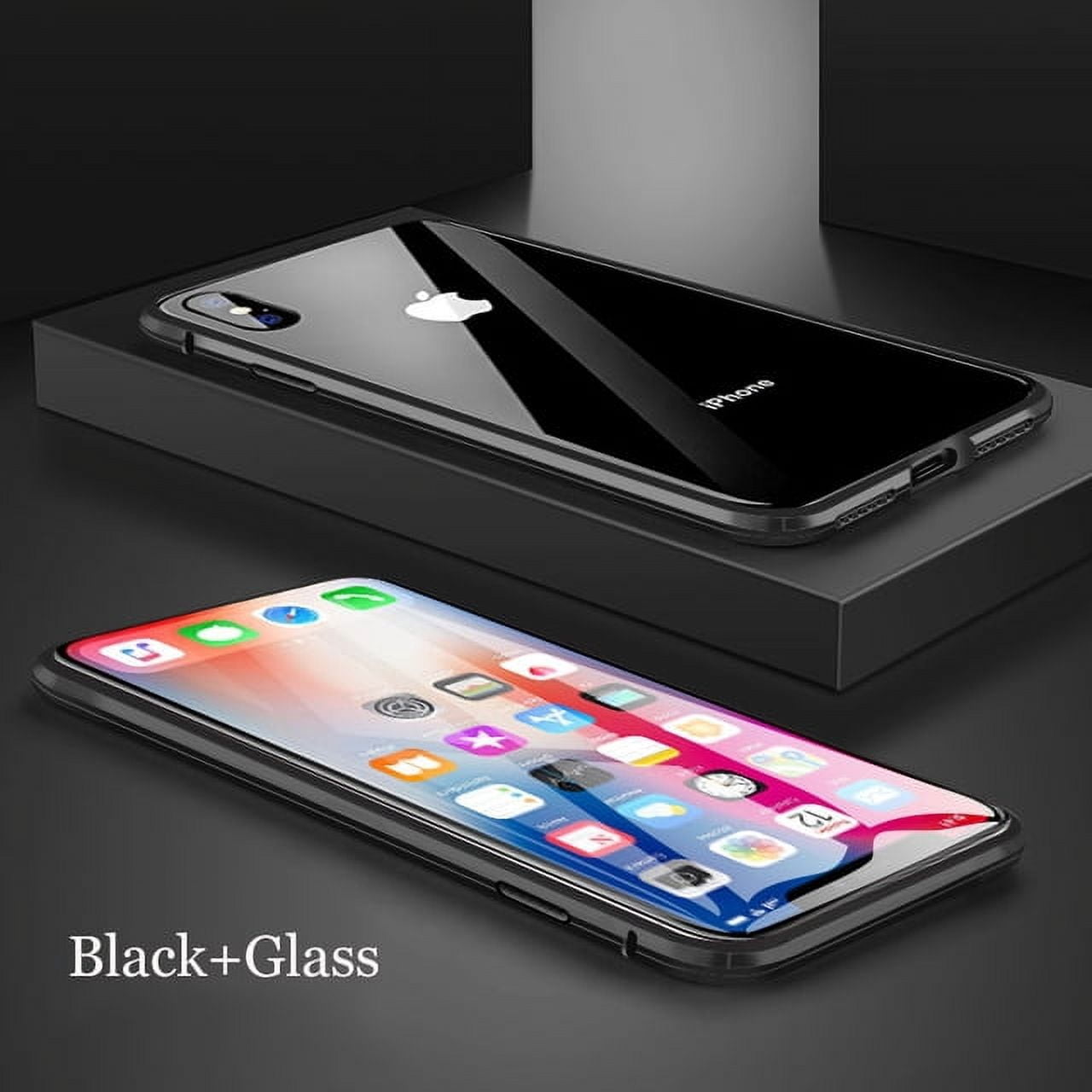 Double-Sided Glass Magnetic Case for iPhone - Anti-Peeping Front, Metal ...