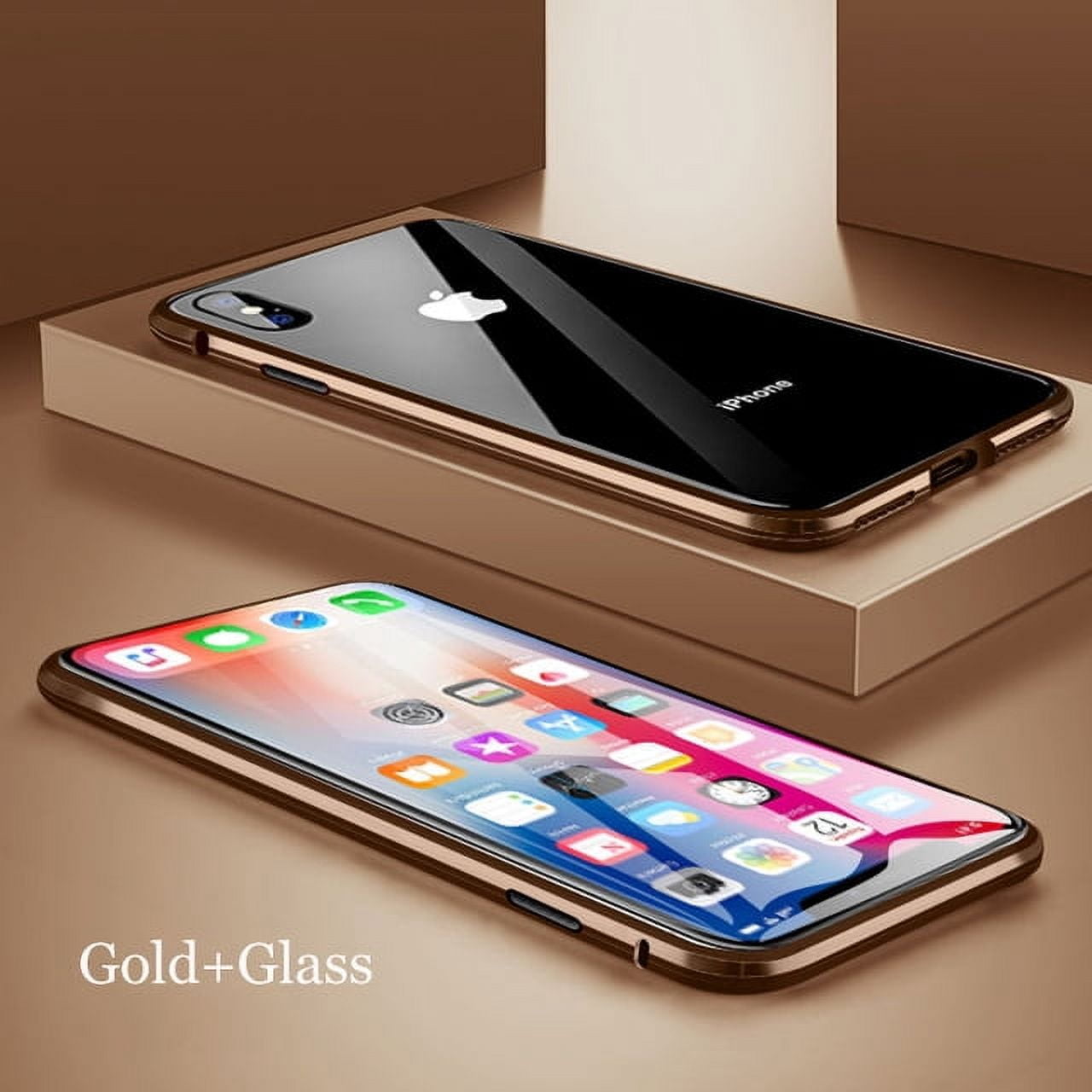 Double-Sided Glass Magnetic Case for iPhone - Anti-Peeping Front, Metal ...