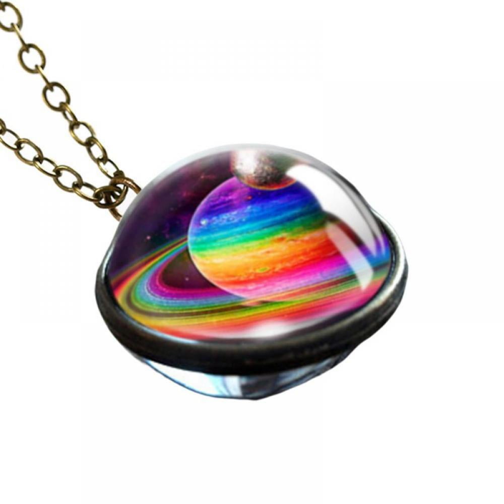 Double Sided Glass Sphere Solar Universe Star Necklace - Walmart.com