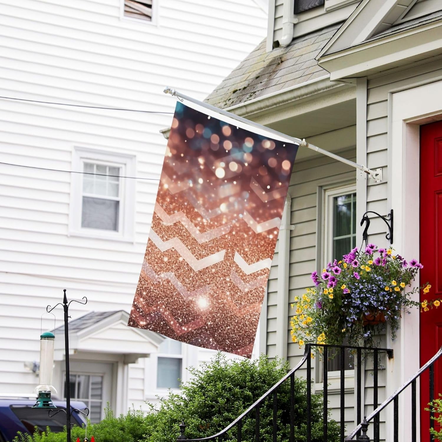 Double Sided Glittery Pretty Garden Yard Flags Greeting Banner Fade ...