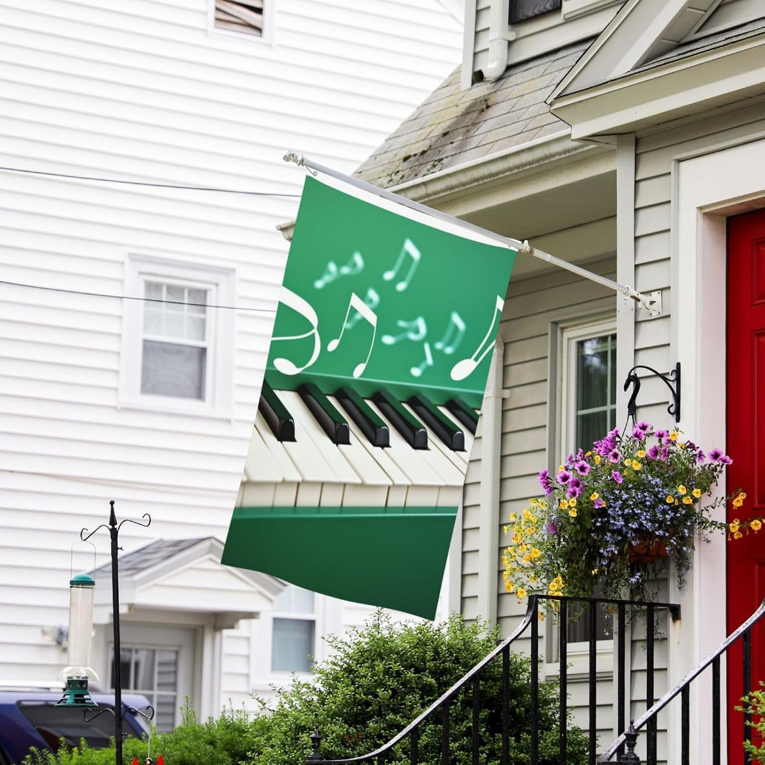 Double Sided Green And White Piano Keys Garden Yard Flags Greeting ...
