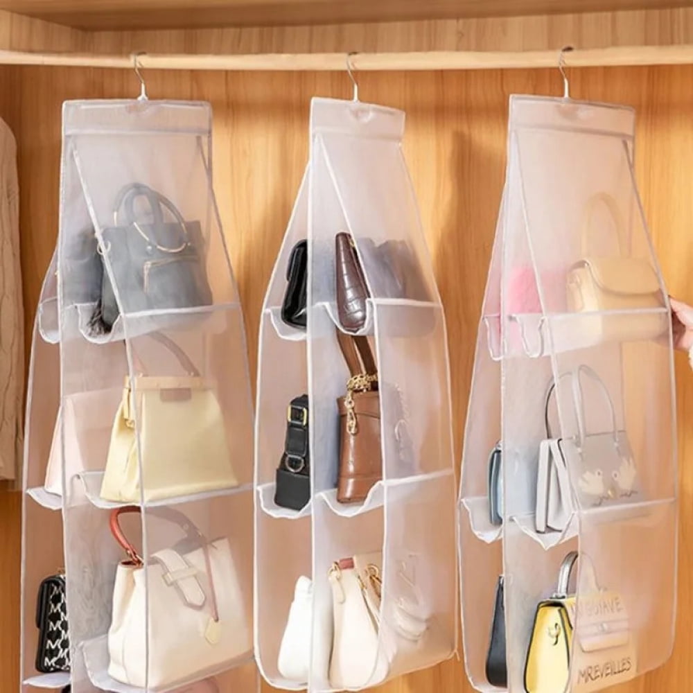 Double-Sided Hanging Bag Storage with Six Layers Transparent Bedroom ...