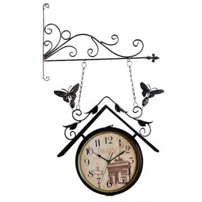 Wall Clock Waterproof Indoor Outdoor Temperature Display Non Ticking ...