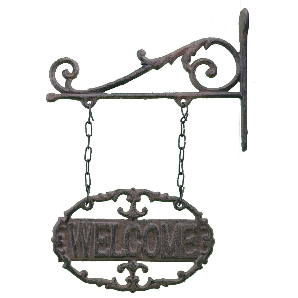 Double Sided Hanging Welcome Sign - Ornate Cast Iron - 8.75" Wide ...
