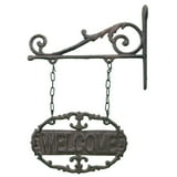 Double Sided Hanging Welcome Sign - Ornate Cast Iron - 8.75" Wide ...