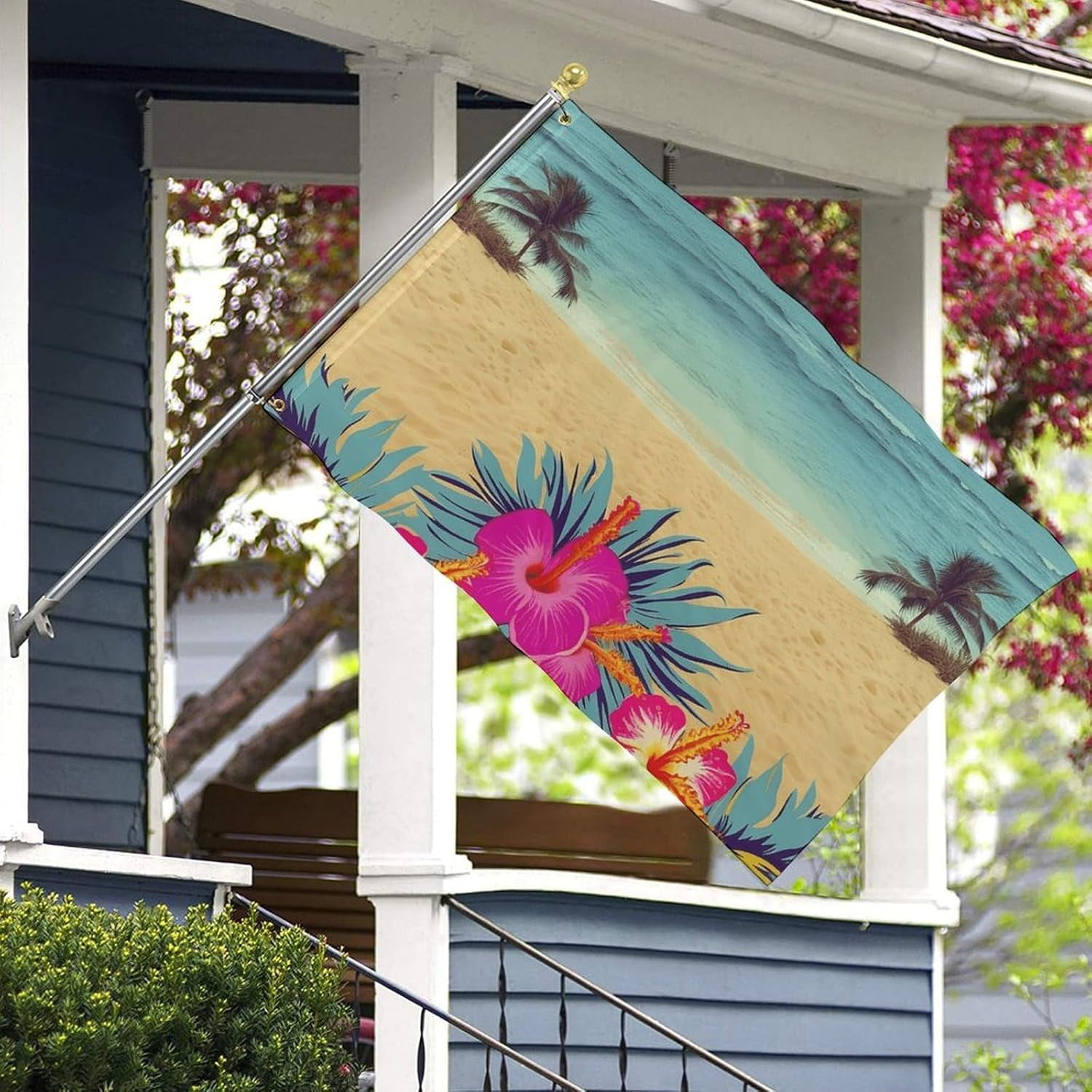 Double Sided Hello Hawaii Garden Yard Flags in Greeting Banner Fade ...