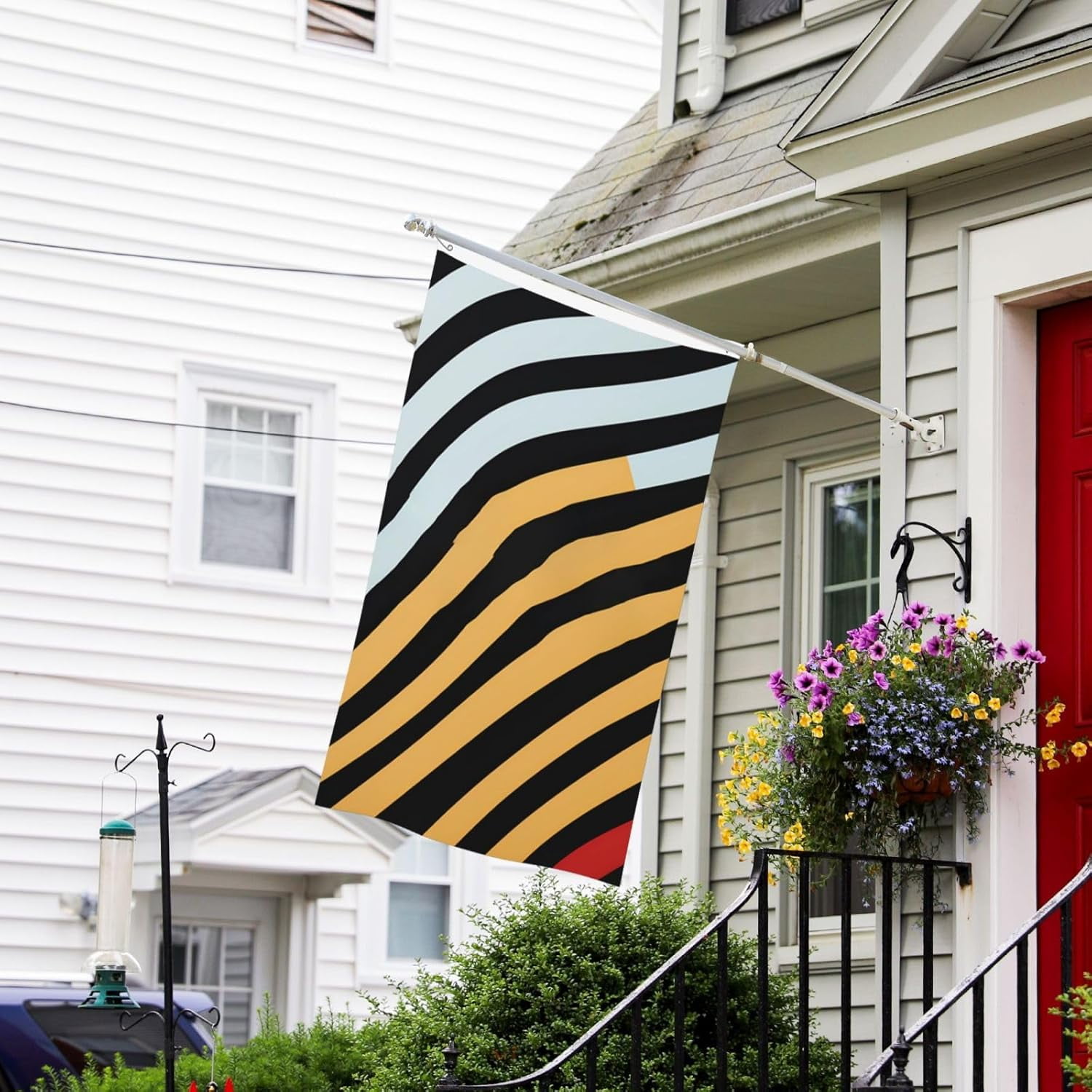 Double Sided Hello Striped Garden Yard Flags Greeting Banner Fade ...