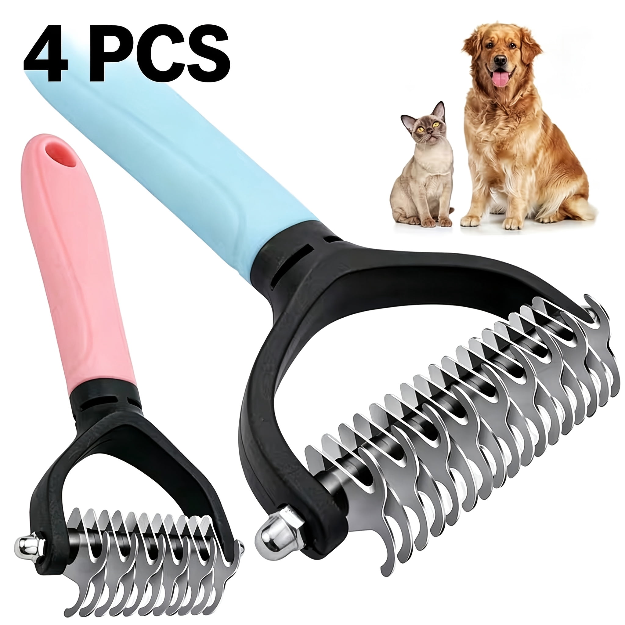 Double-Sided High-Efficiency Hair Removal Pet Dematting Comb (4 Pack ...