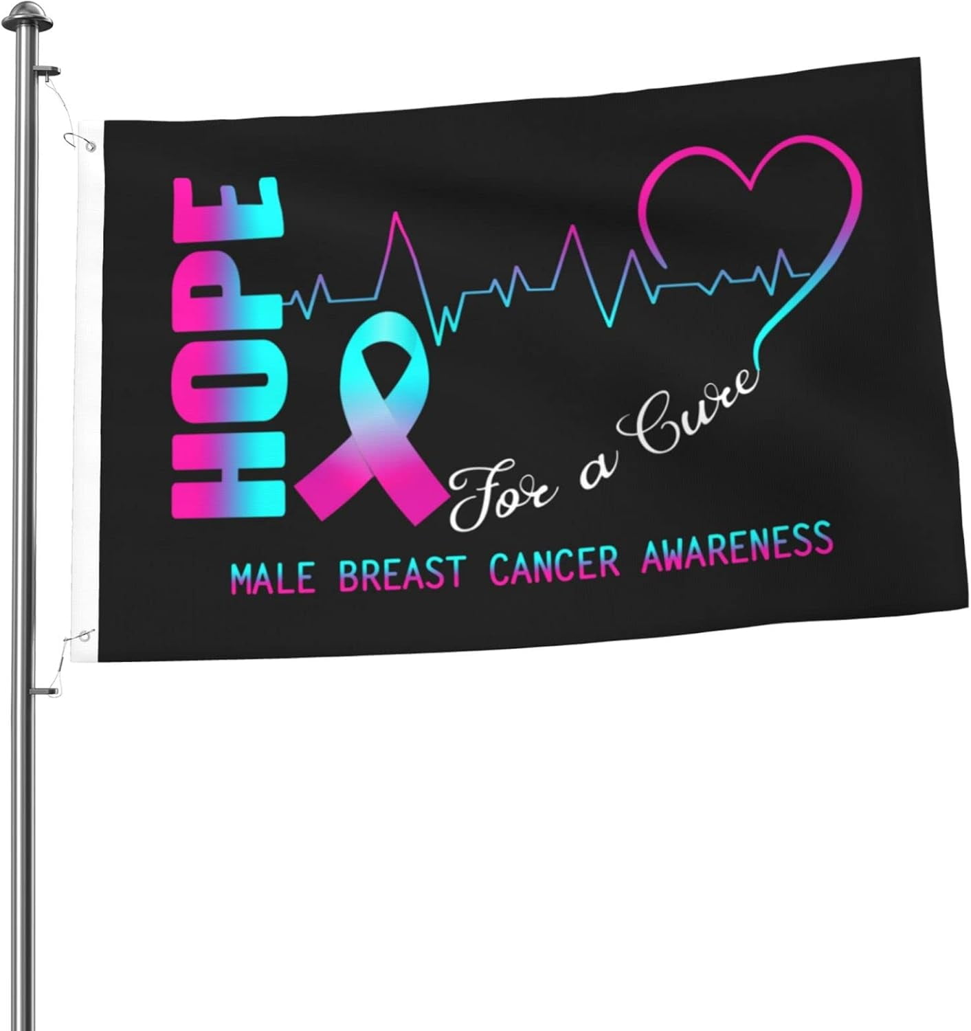 Double Sided Hope For A Cure Male Breast Cancer Awareness Flag 2x3 Ft ...