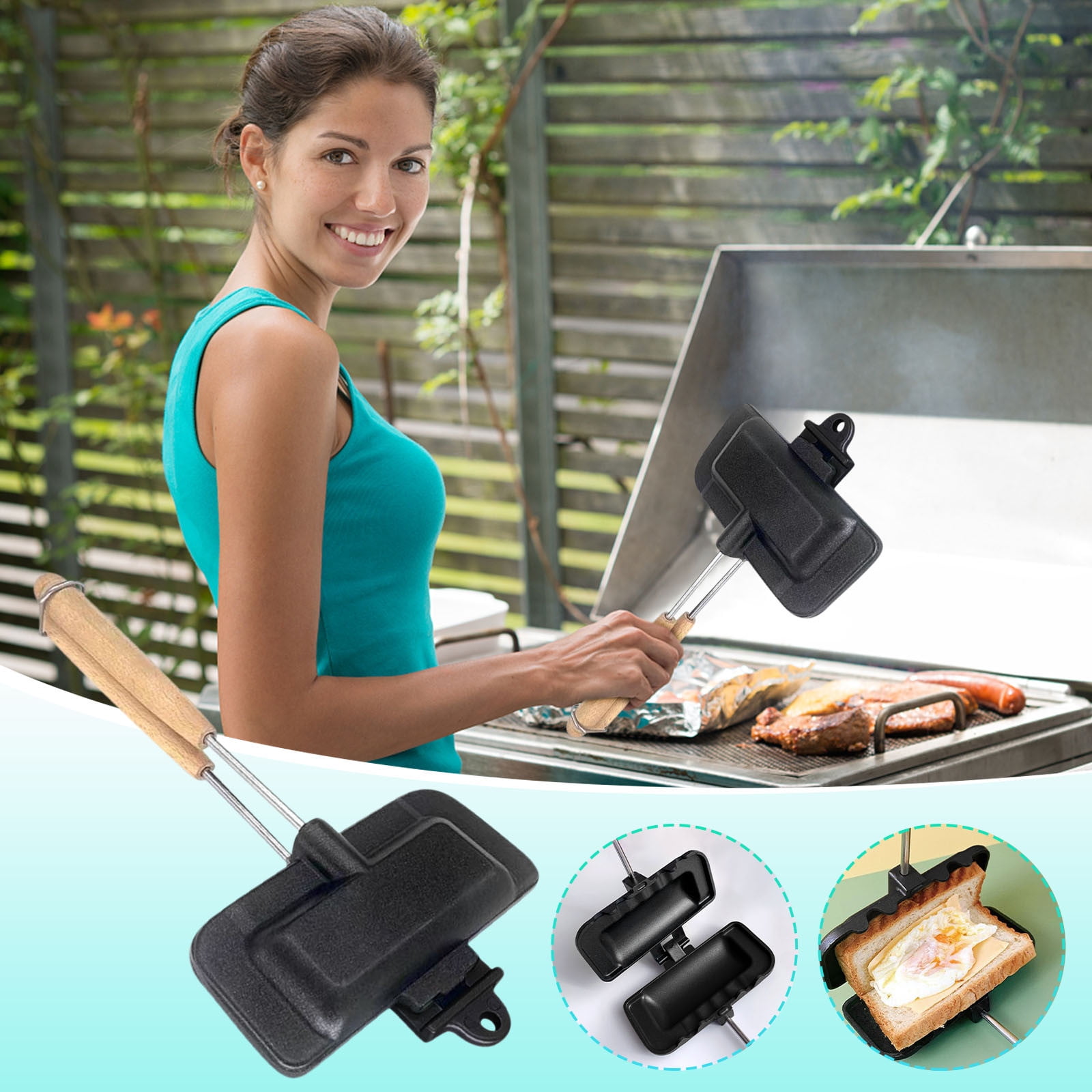 Double-Sided Hot Sandwich Maker | 7-Inch Non-Stick Aluminum Pan with ...