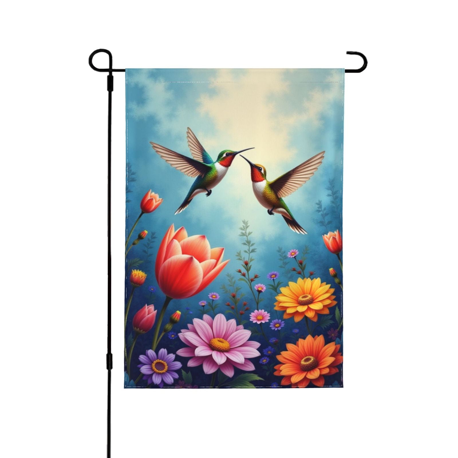 Double Sided Hummingbird & Flowers Garden Flag 12x18 Inch Spring Summer ...