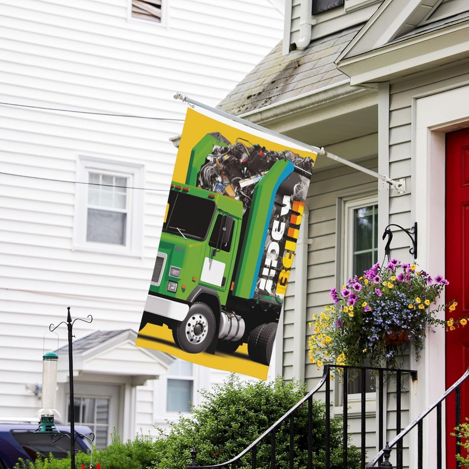 Double Sided I Love Garbage Trucks Garden Yard Flags Greeting Banner ...