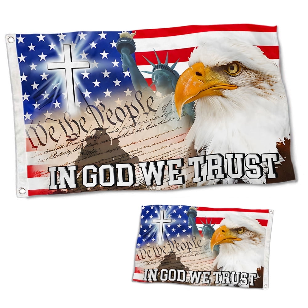 Double Sided In God We Trust Flag We The People Christian Cross ...
