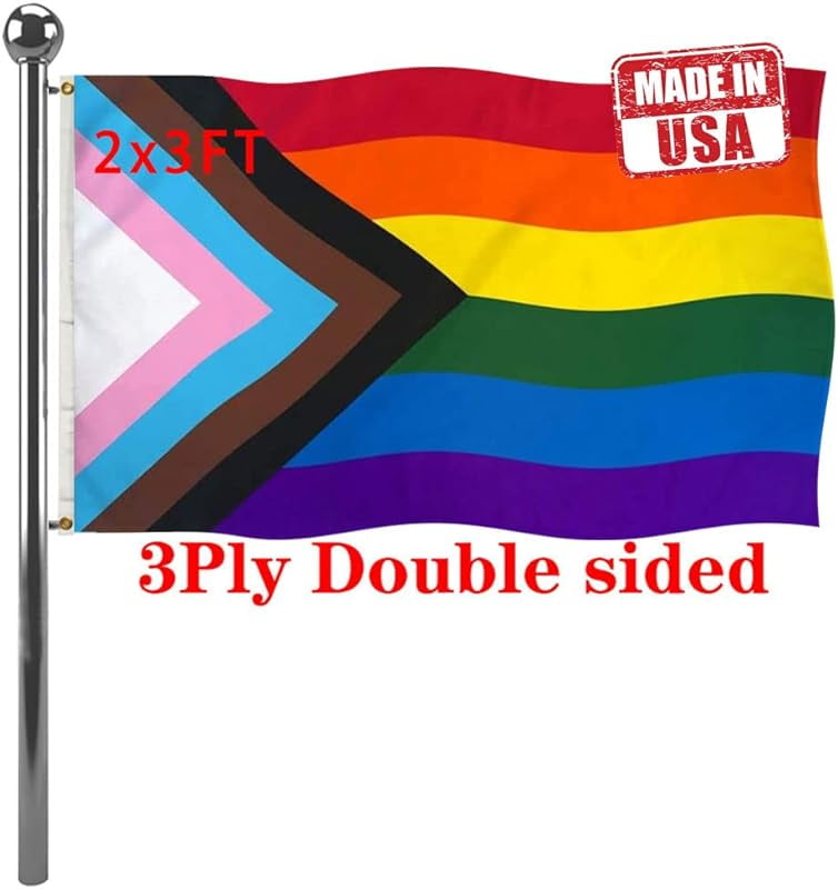 Double Sided Inclusive Progress Pride Rainbow Flag 2x3 Outdoor- Heavy ...