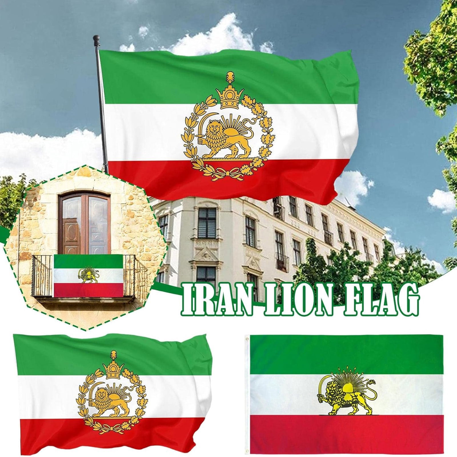 Double-Sided Iran Flag,5x3FT Polyester Fiber for Patriotic and ...