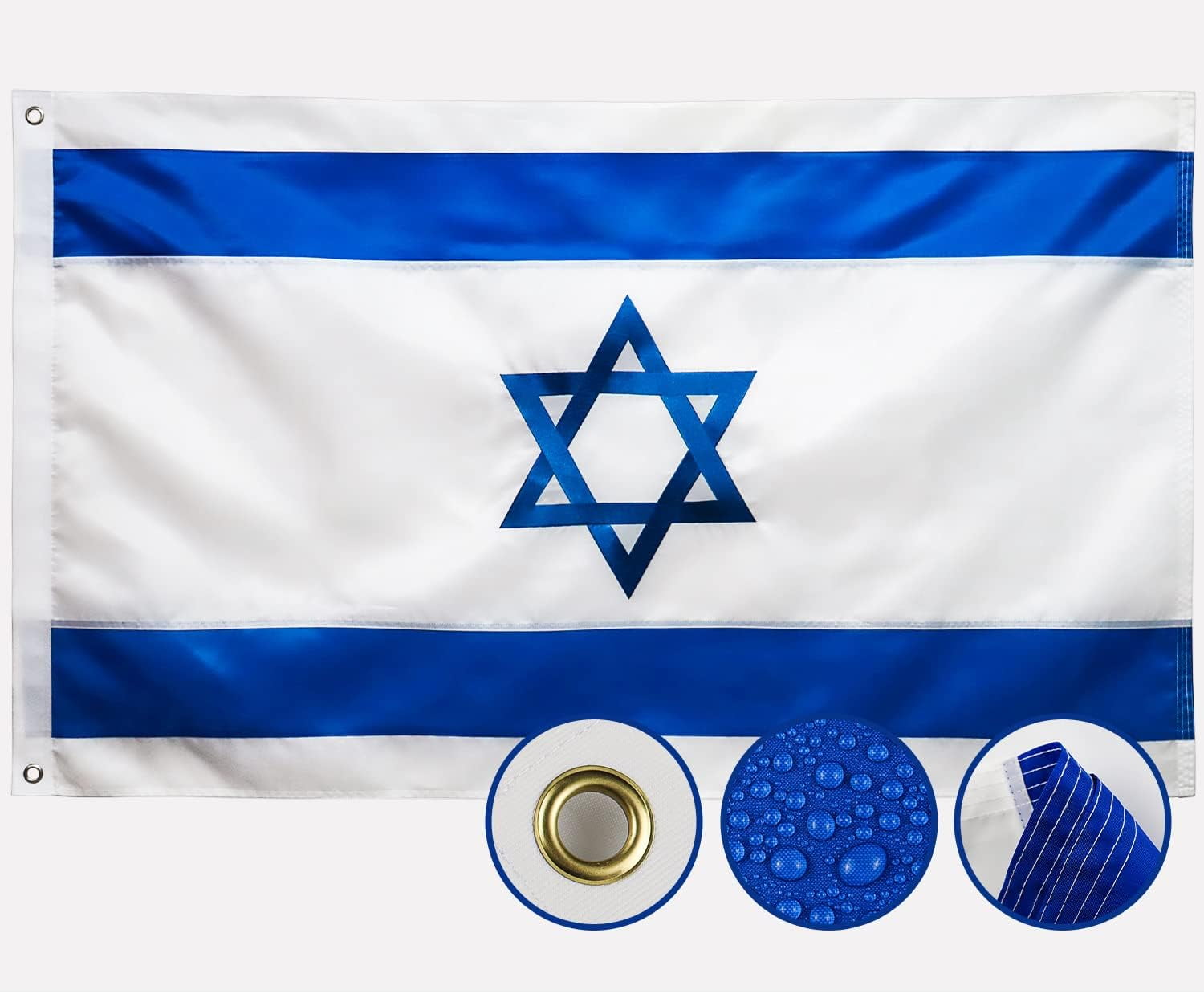 Double Sided Israel Flag 3x5 Ft Outdoor Israeli Flags Embroidered Heavy ...