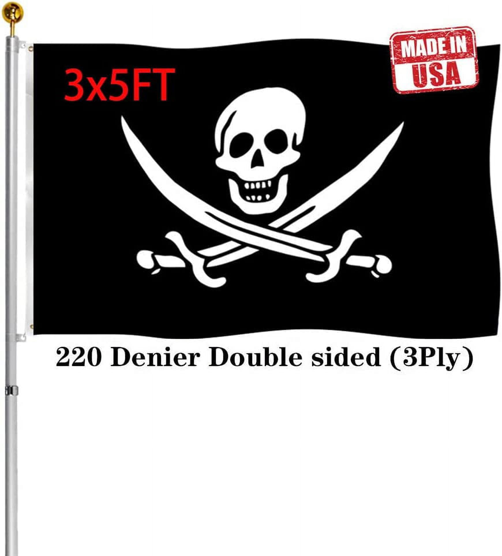 Double Sided Jolly Roger Flag 3x5 FT Outdoor- UV Fade Resistant 3Ply ...