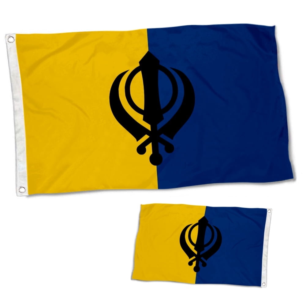 Double Sided Khalistan Flag Banner with Brass Grommets 3x5 Feet ...