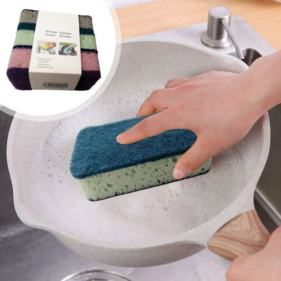 Double Sided Kitchen Cleaning Sponges, Thickened Absorbent Dishwashing ...