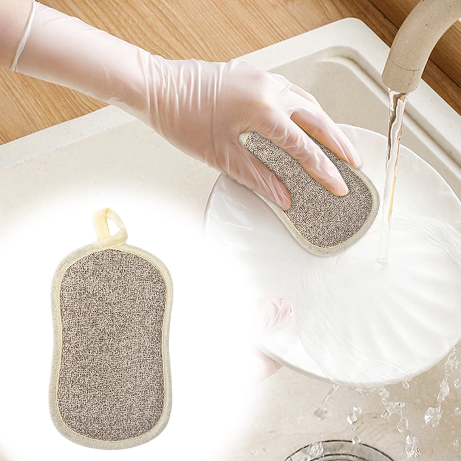 Double-Sided Kitchen Dish Sponge - Superfine Fiber Non-Scratch Scrub ...