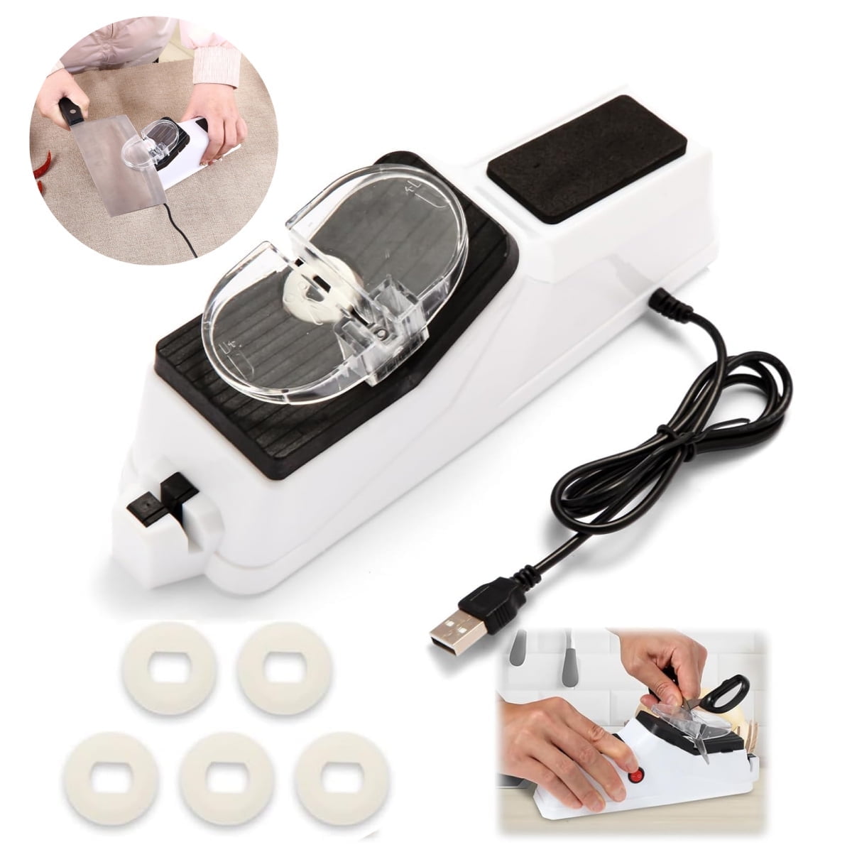 Double Sided Knife Sharpener,QZS Desktop Scissor Cutter Sharpener,Quick ...