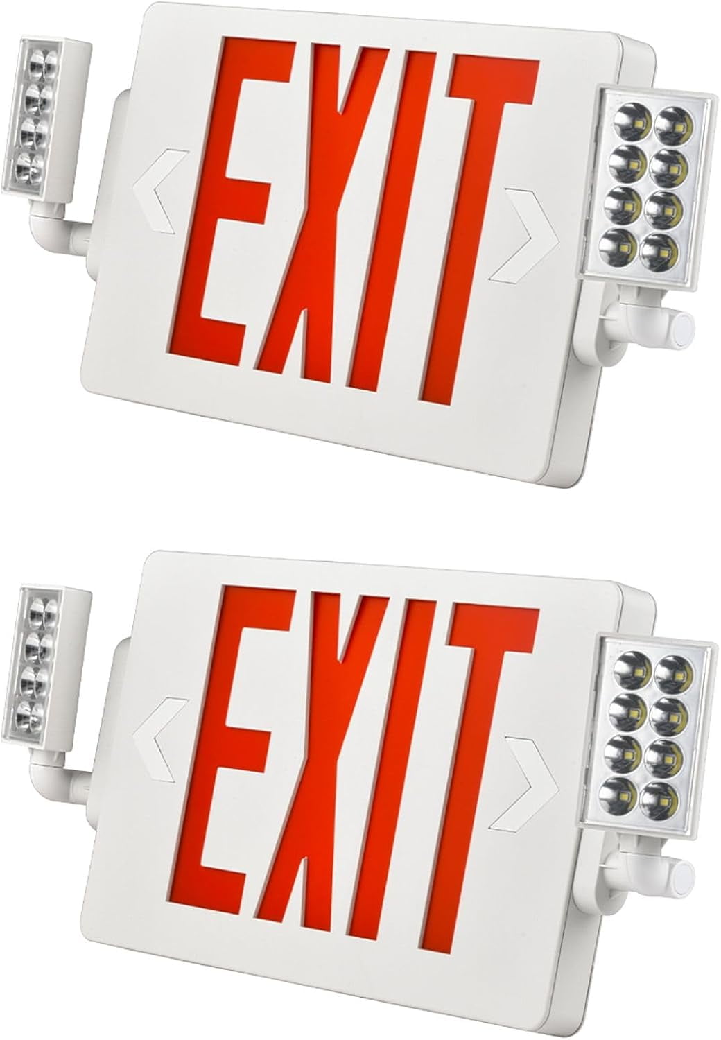 Double Sided LED Emergency EXIT Sign Combo, Two LED Lights, Backup ...