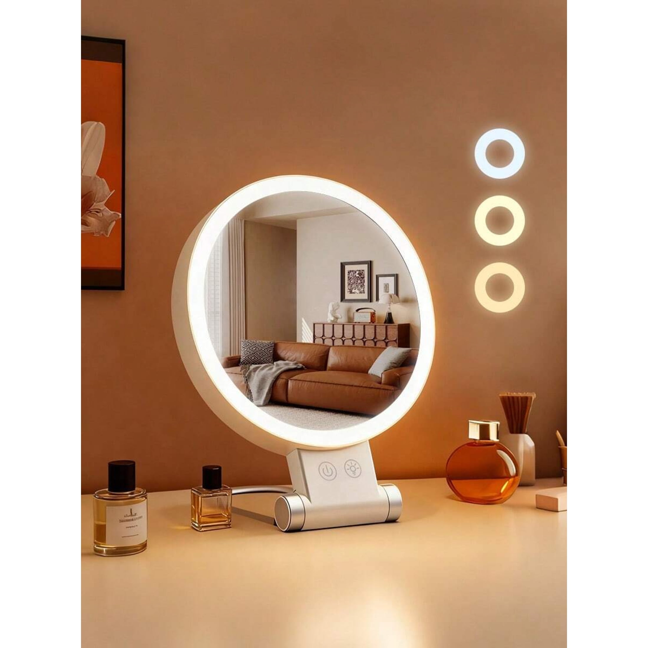 Double-Sided LED Lighted Makeup Mirror with 3 Light Modes, Touch ...