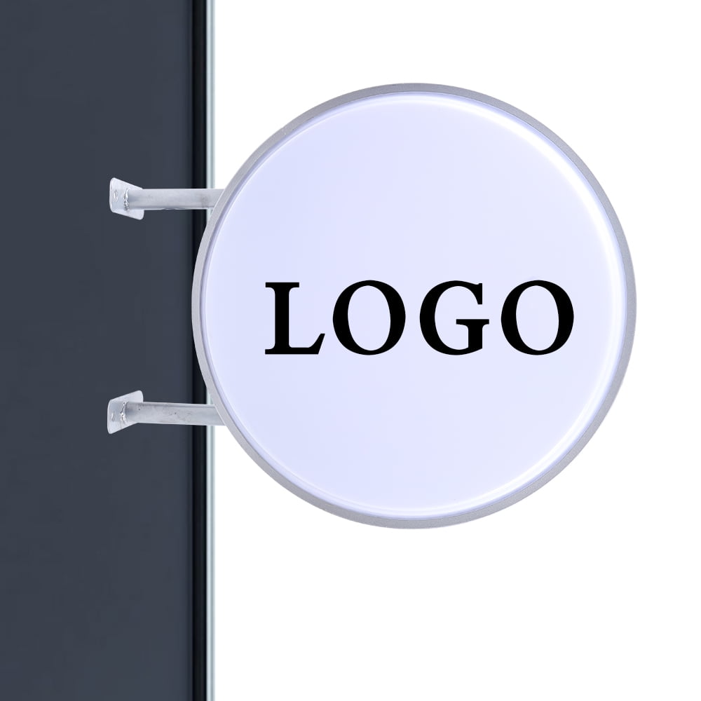 Double-Sided LED Round Light Box Sign, 45cm Display, Waterproof IP65, 10W Power, Wall-Mounted ...