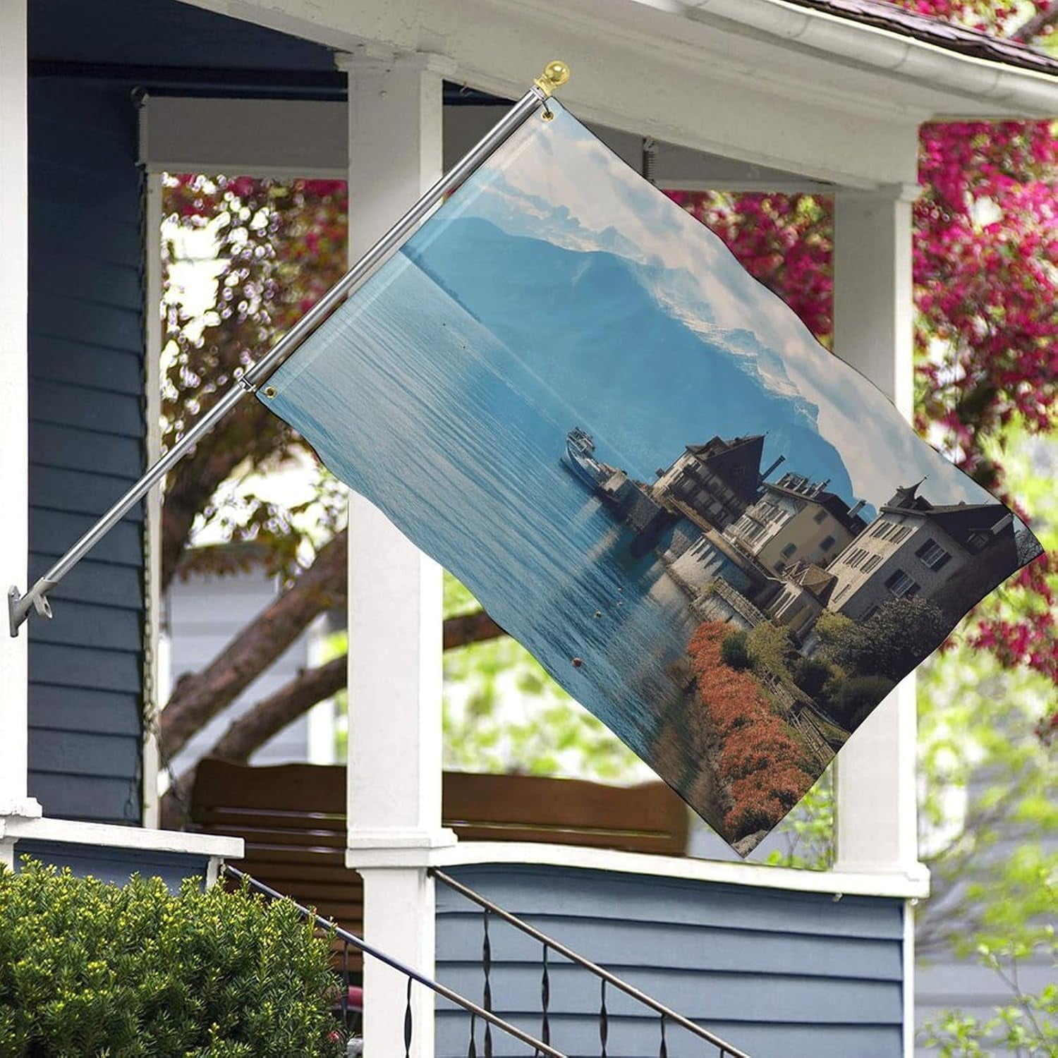 Double Sided Lake Geneva Switzerland Garden Yard Flags in Greeting ...