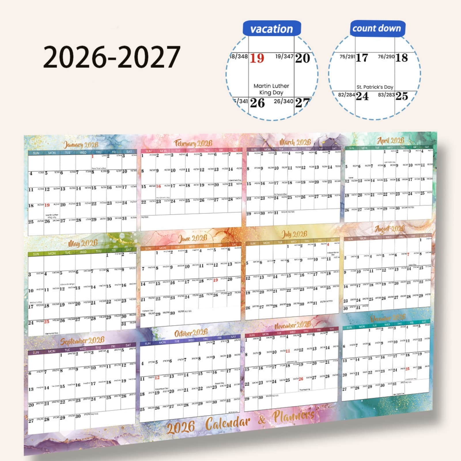 Double-Sided Laminated Erasable Wall Calendar | Reusable Dry Erase ...
