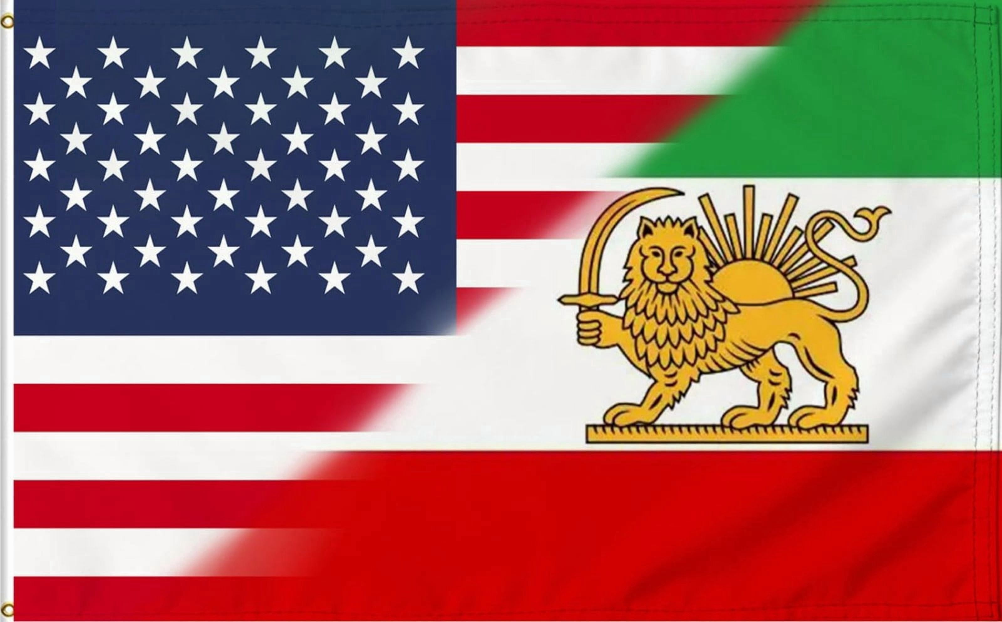 Large US and Old Iran Friendship Flag 3X5FT, USA and Former Iran ...