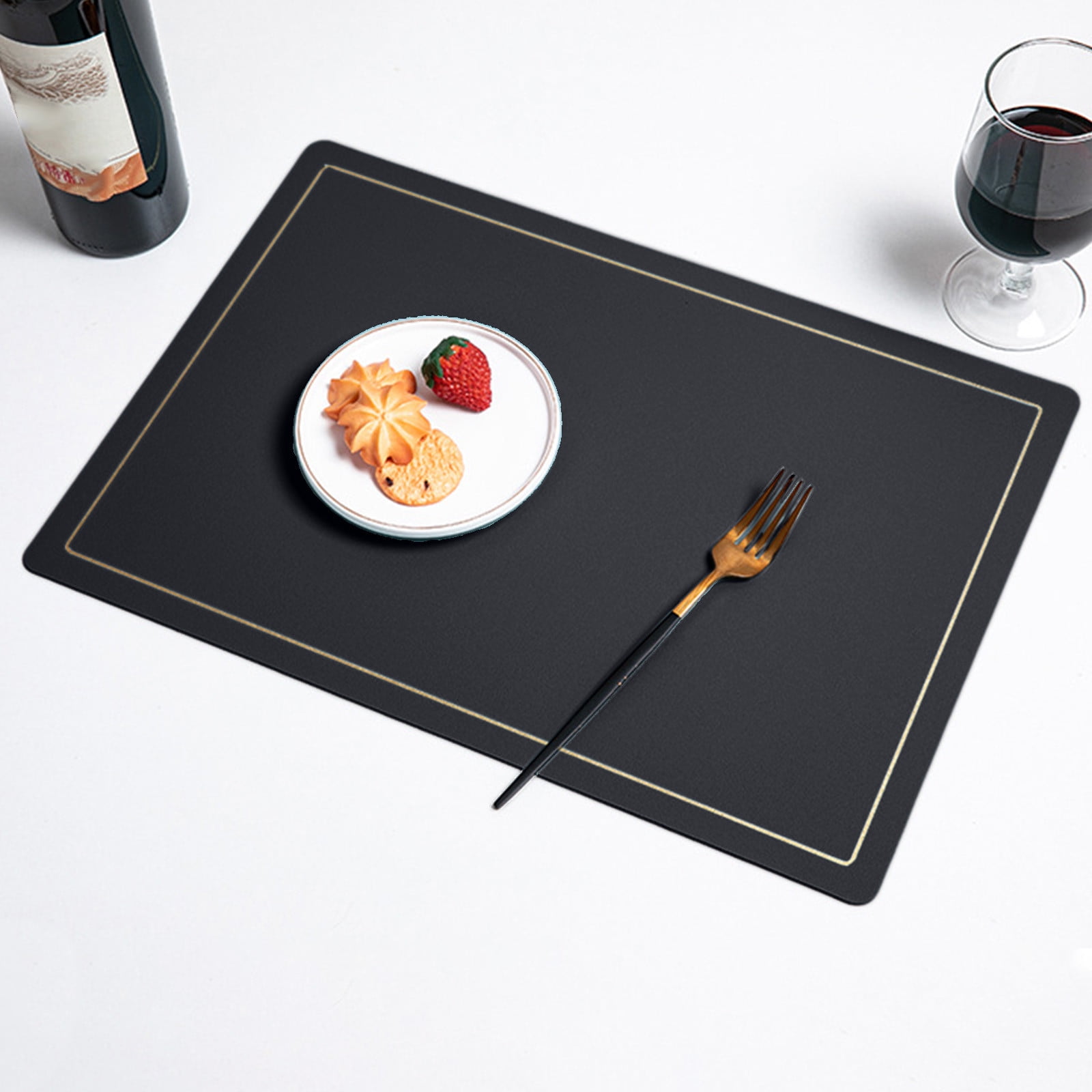 Double-Sided Leather Table Runner and Placemat Set, Heat Insulating ...
