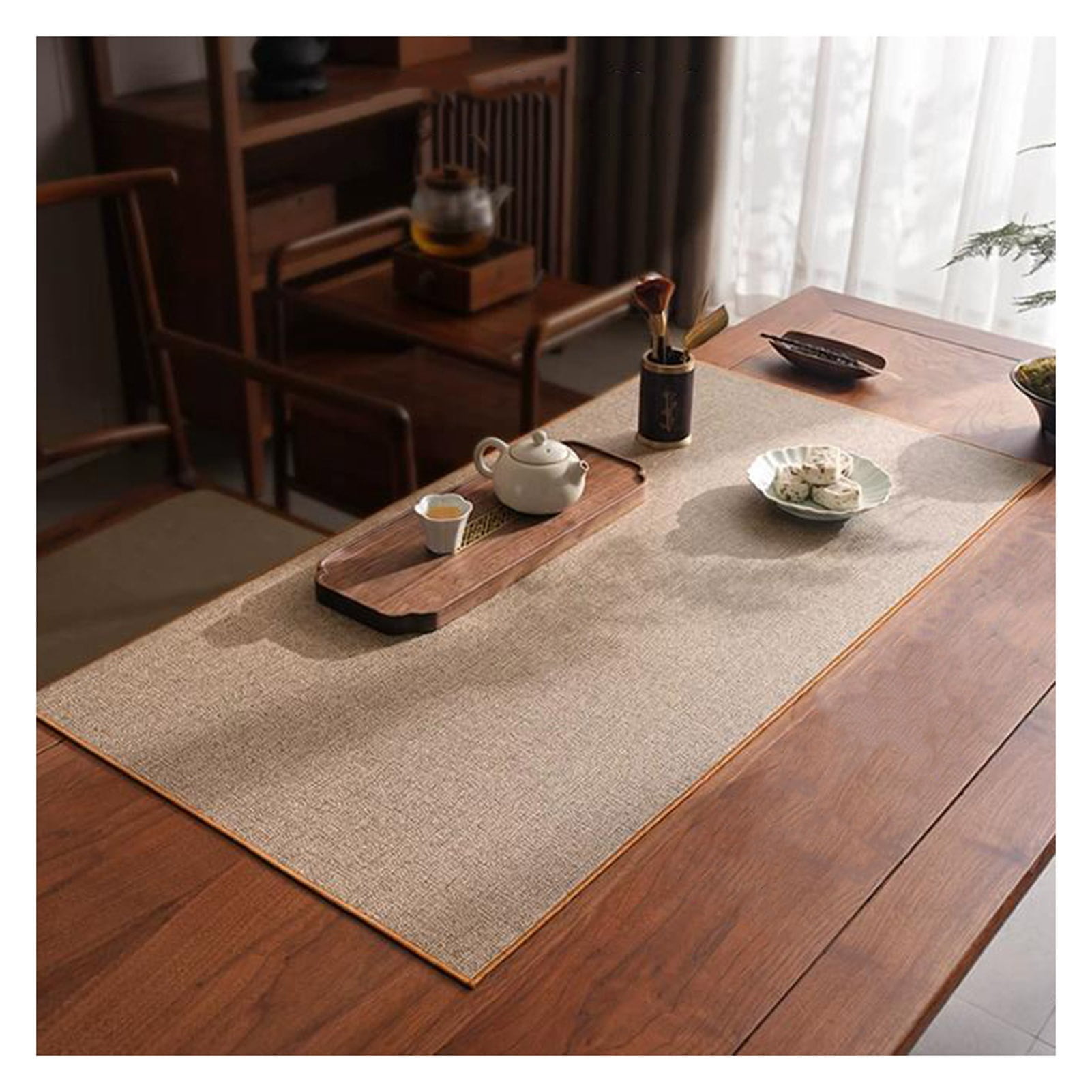 Double-Sided Leather Table Runner, Vintage Waterproof Coffee/Tea Mats ...