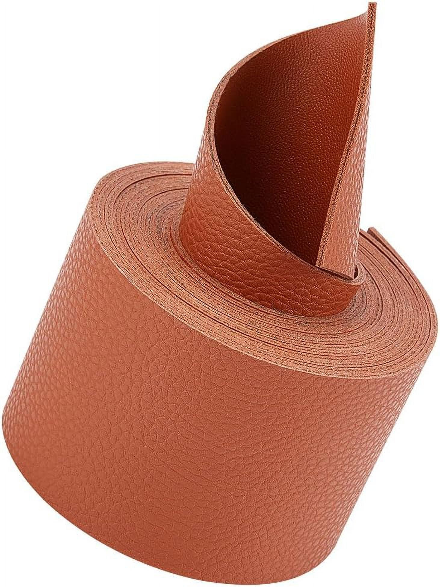 Double Sided Light Brown Leather Strip 79" Long Textured Lychee Pattern ...