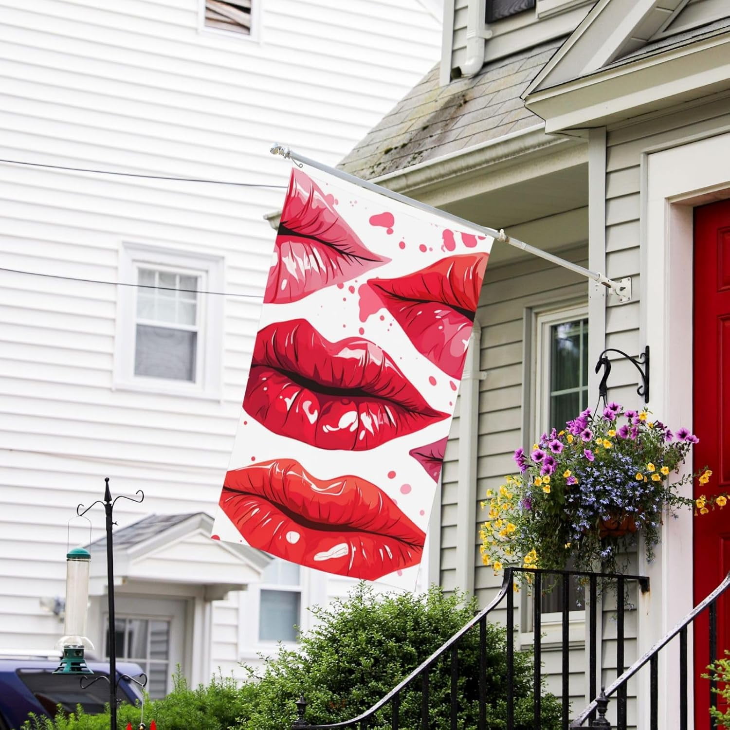 Double Sided Lips Garden Yard Flags Greeting Banner Fade Resistant ...