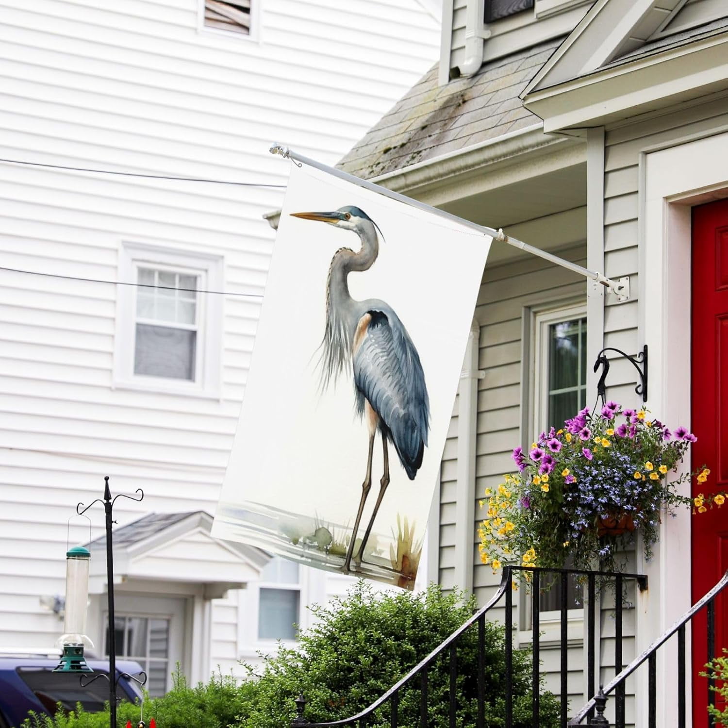 Double Sided Long-Beaked Heron Garden Yard Flags Greeting Banner Fade ...