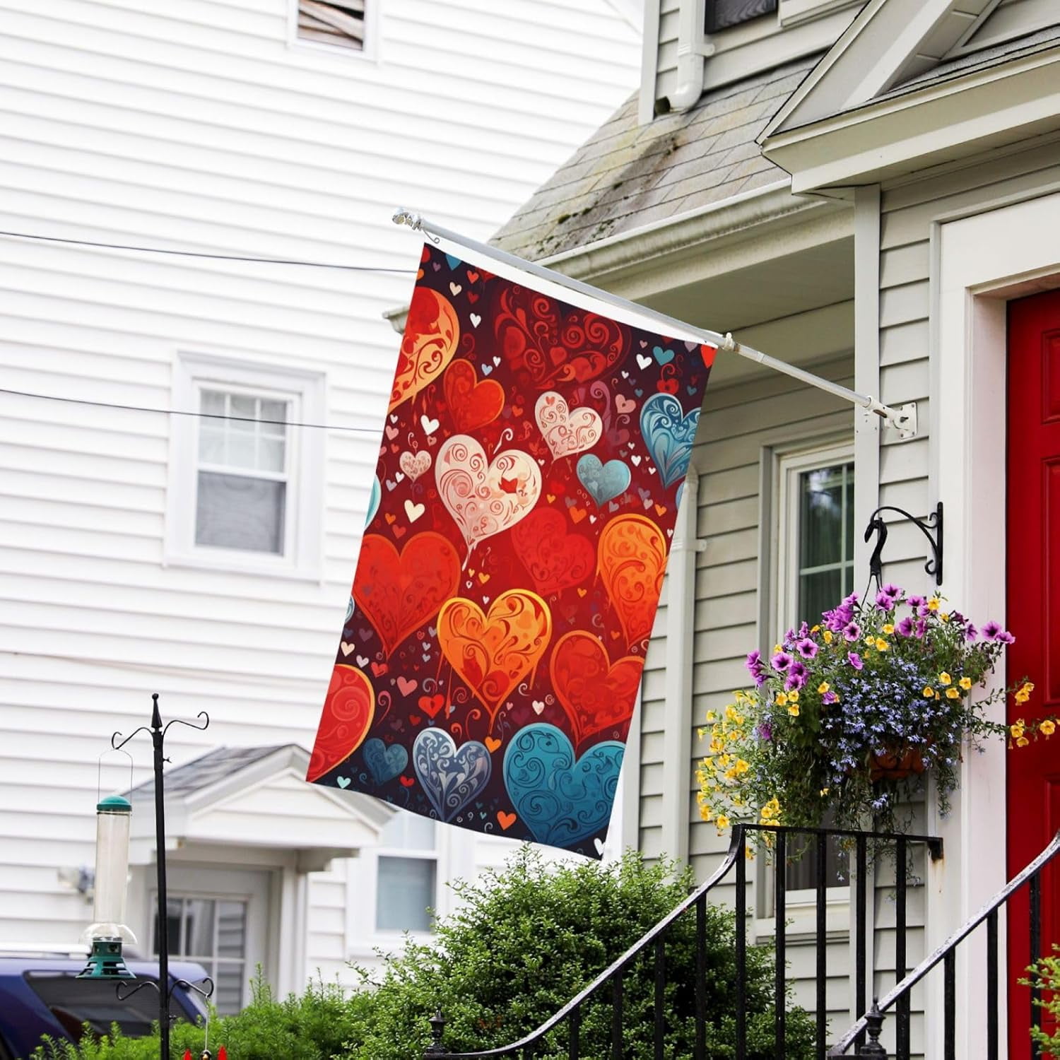 Double Sided Love Pattern Garden Yard Flags Greeting Banner Fade ...