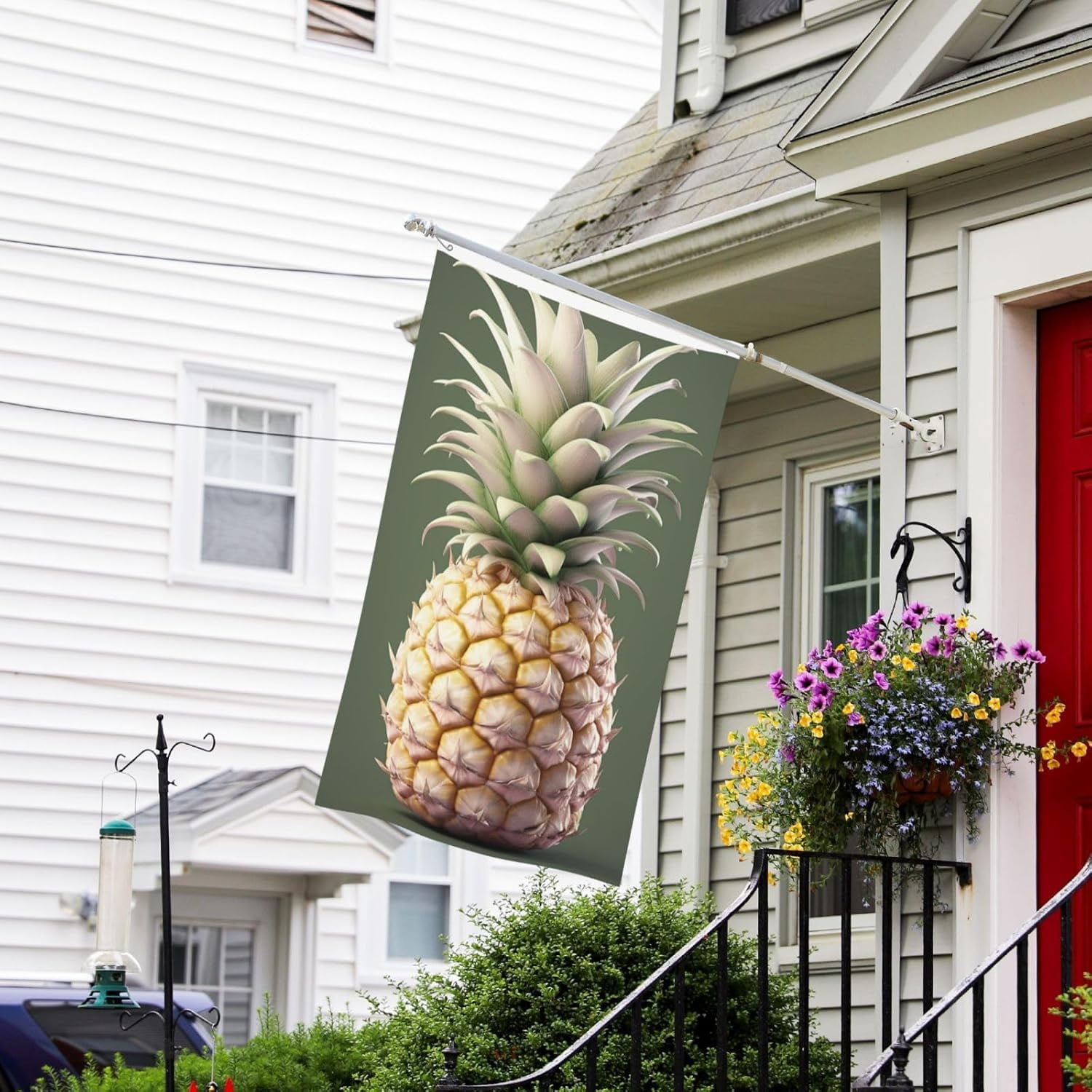 Double Sided Lovely Pineapple Garden Yard Flags Greeting Banner Fade ...