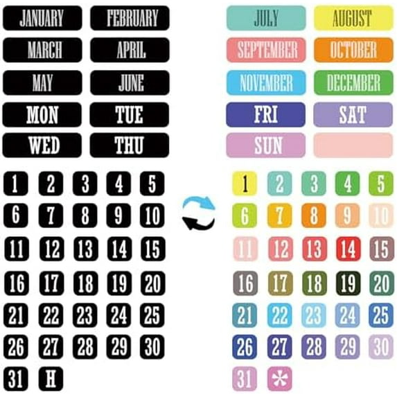 Double-Sided Magnetic Numbers and Months Date for Dry Erase Calendar ...