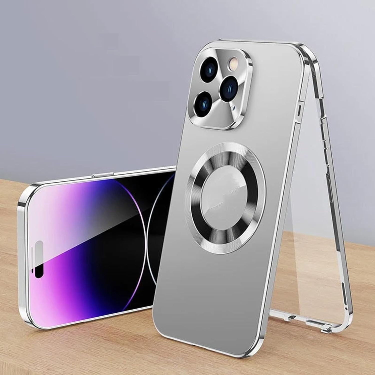 Double-Sided Magnetic Phone Case with Electroplated Glass for iPhone ...