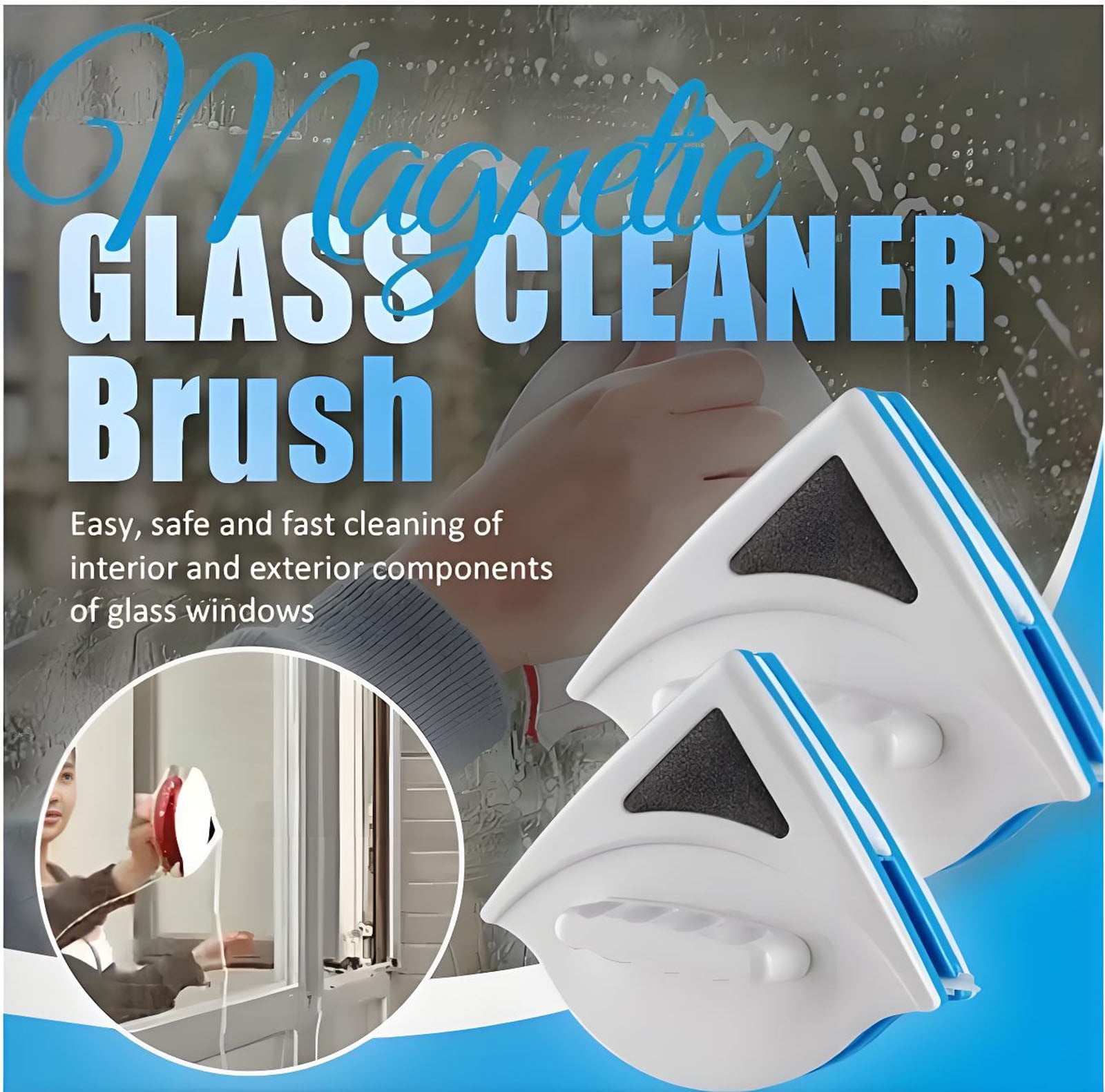 Double Sided Magnetic Window Cleaner, Outside Glass Wiper, 5-Gear ...