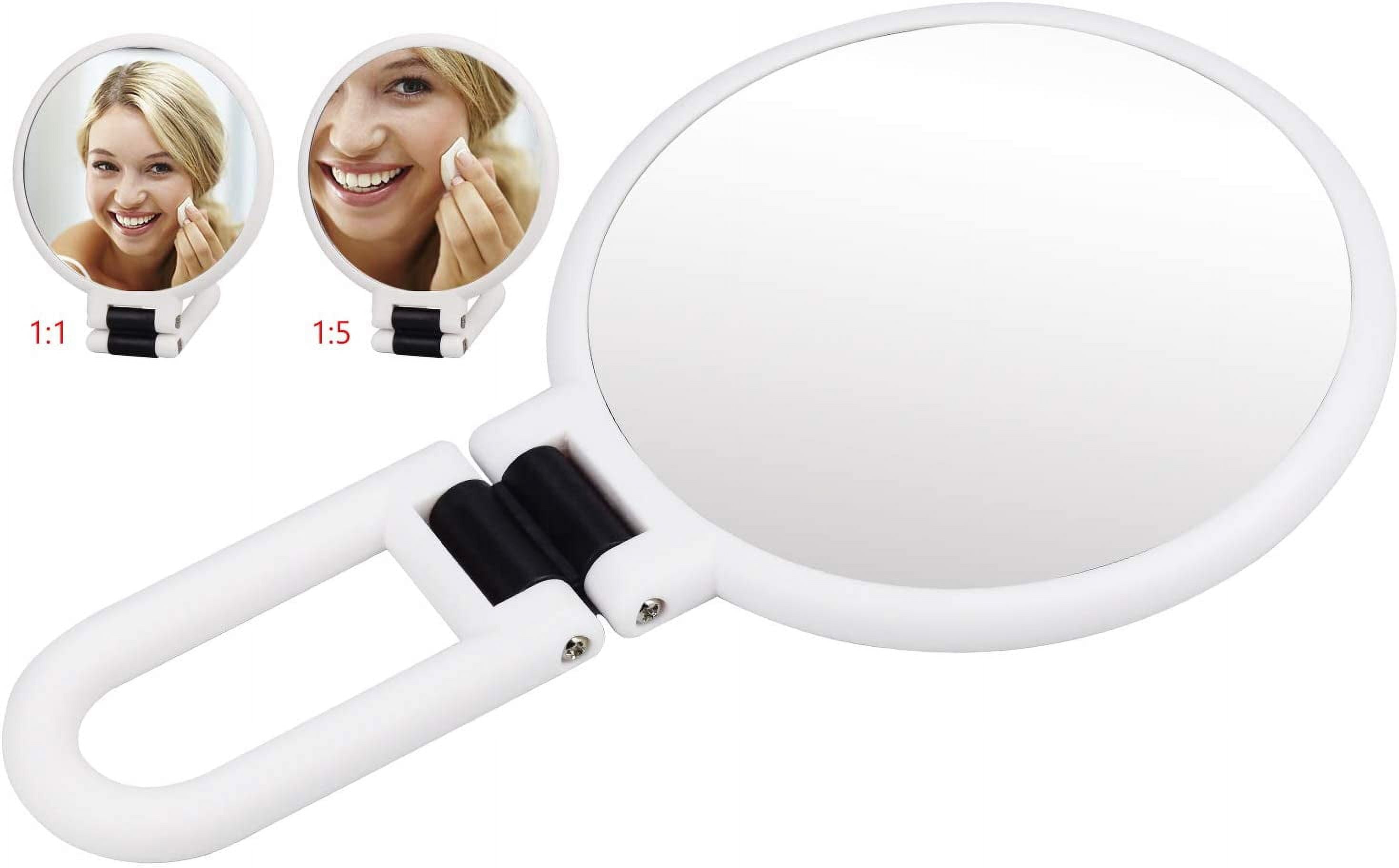 Double Sided Makeup Hand Mirror, 1X/5X Magnifying Compact Mirror ...