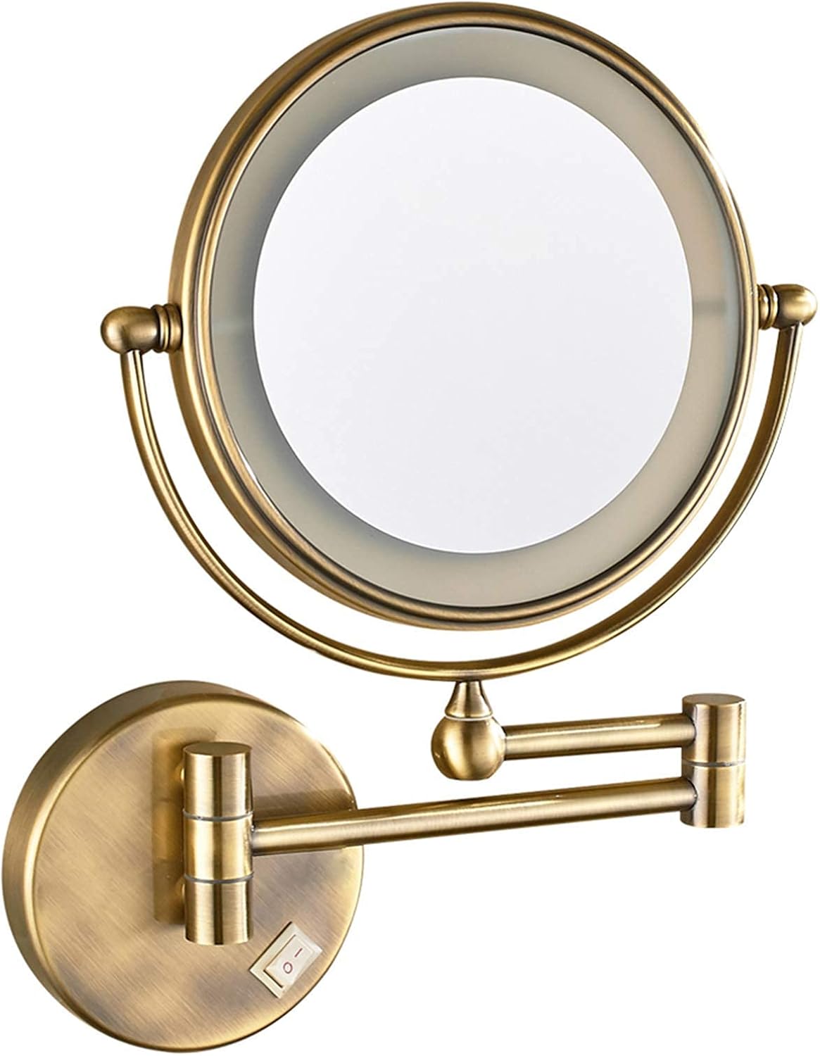 Double Sided Makeup Mirror with Lights and Magnification 8 Inch Brass ...