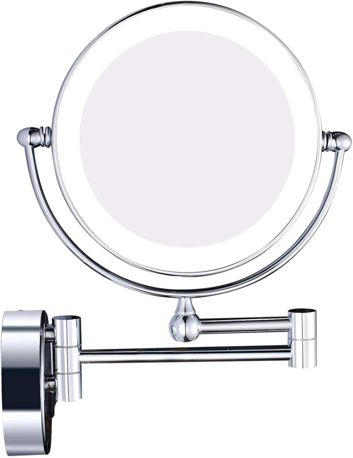 Double Sided Makeup Mirror with Lights and Magnification 8 Inch Brass ...