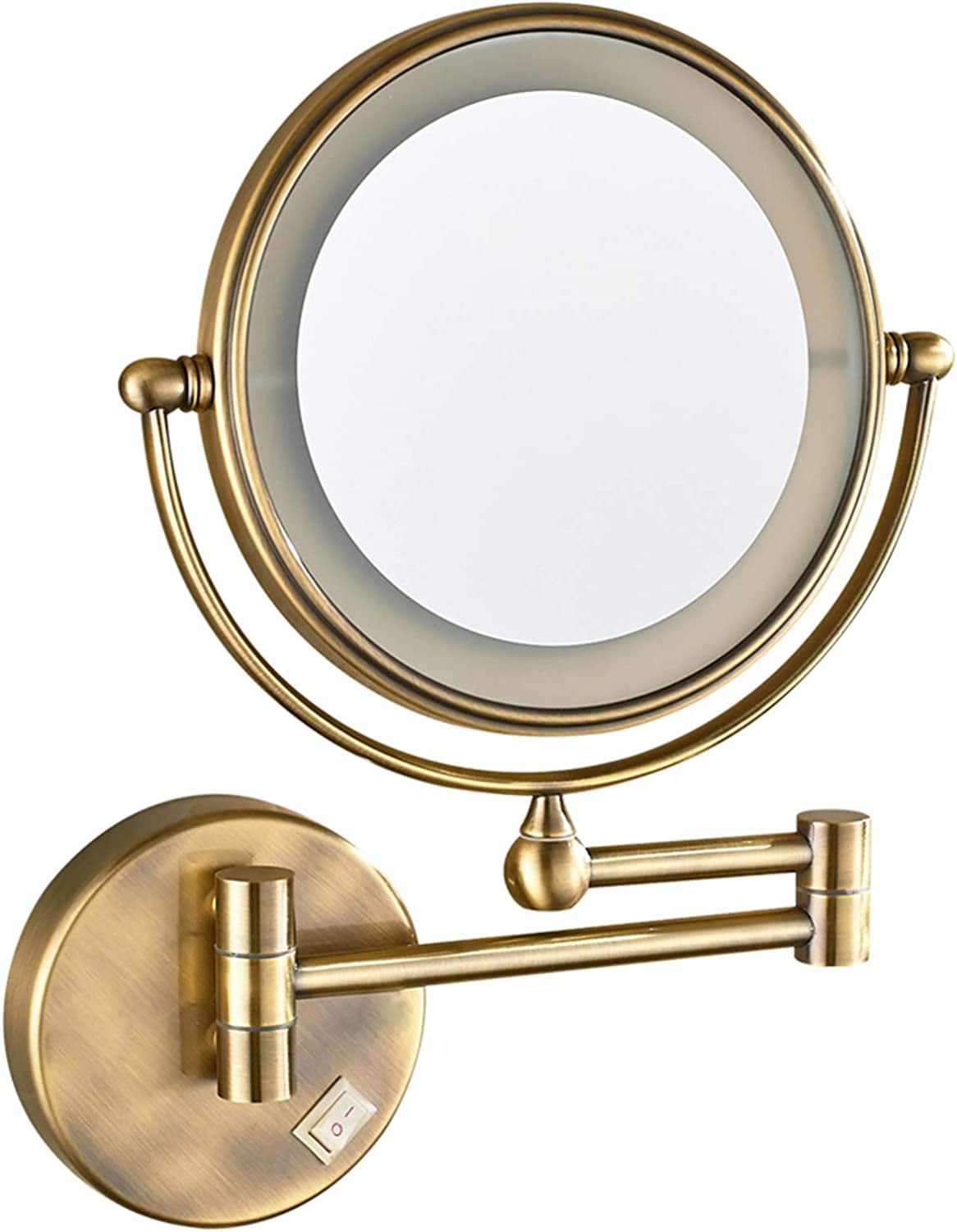 Double Sided Makeup Mirror with Lights and Magnification, 8 inch Brass ...