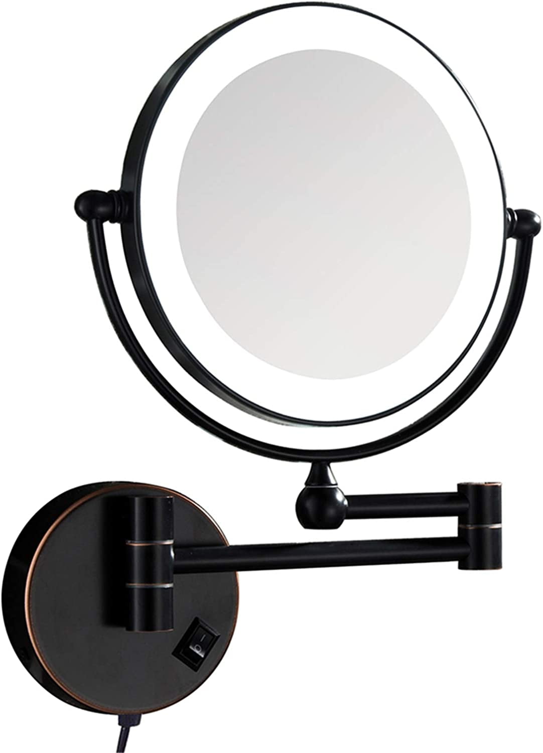 Double Sided Makeup Mirror with Lights and Magnification, 8 inch Brass ...