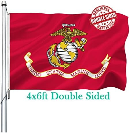Double Sided Marine Corps USMC Flag 4x6 Outdoor- Heavy Duty Polyester ...