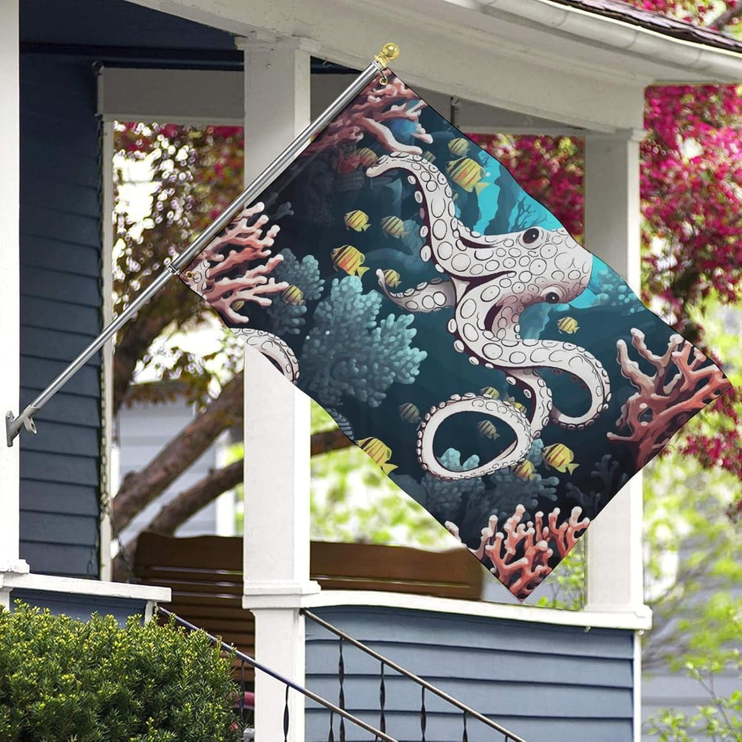 Double Sided Marine Life Garden Yard Flags in Greeting Banner Fade ...