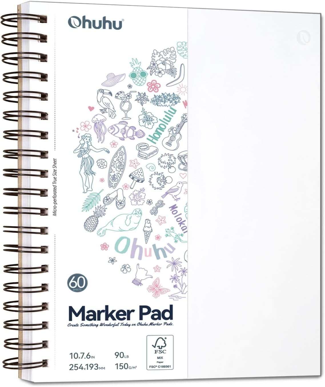 Double-Sided Marker Pad Art Sketchbook Bleedproof - 7"x10" Large Paper ...