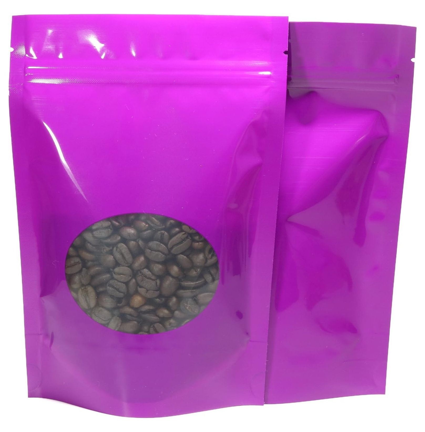 Double-Sided Matte/Glossy Color with Clear Round Window Stand-Up Pouch ...